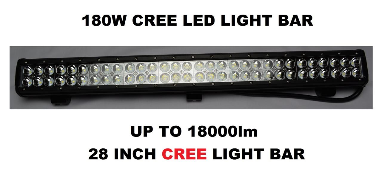 12V 24V 180W 28 INCH 14400lm CREE LED WORK BAR SPOT LIGHT 4x4 28 ...