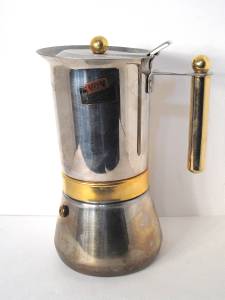 VEV VIGANO Vespress 6 Cup Stainless Steel and Brass Espresso Maker EUC ...
