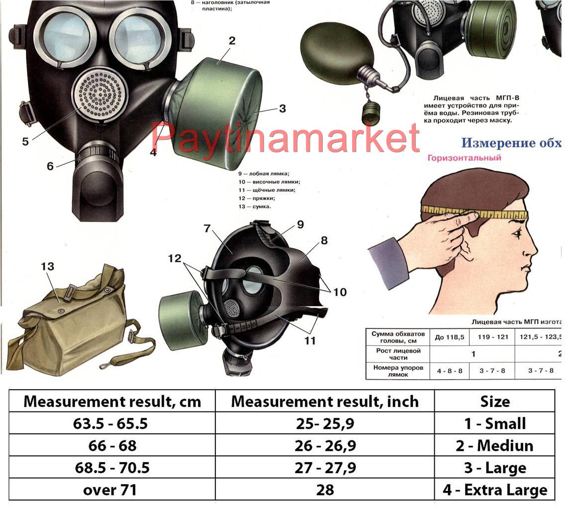 GAS MASK GP-7 (Mask,Filter,Bag), Size-2, Genuine, Vintage, USSR, Soviet ...