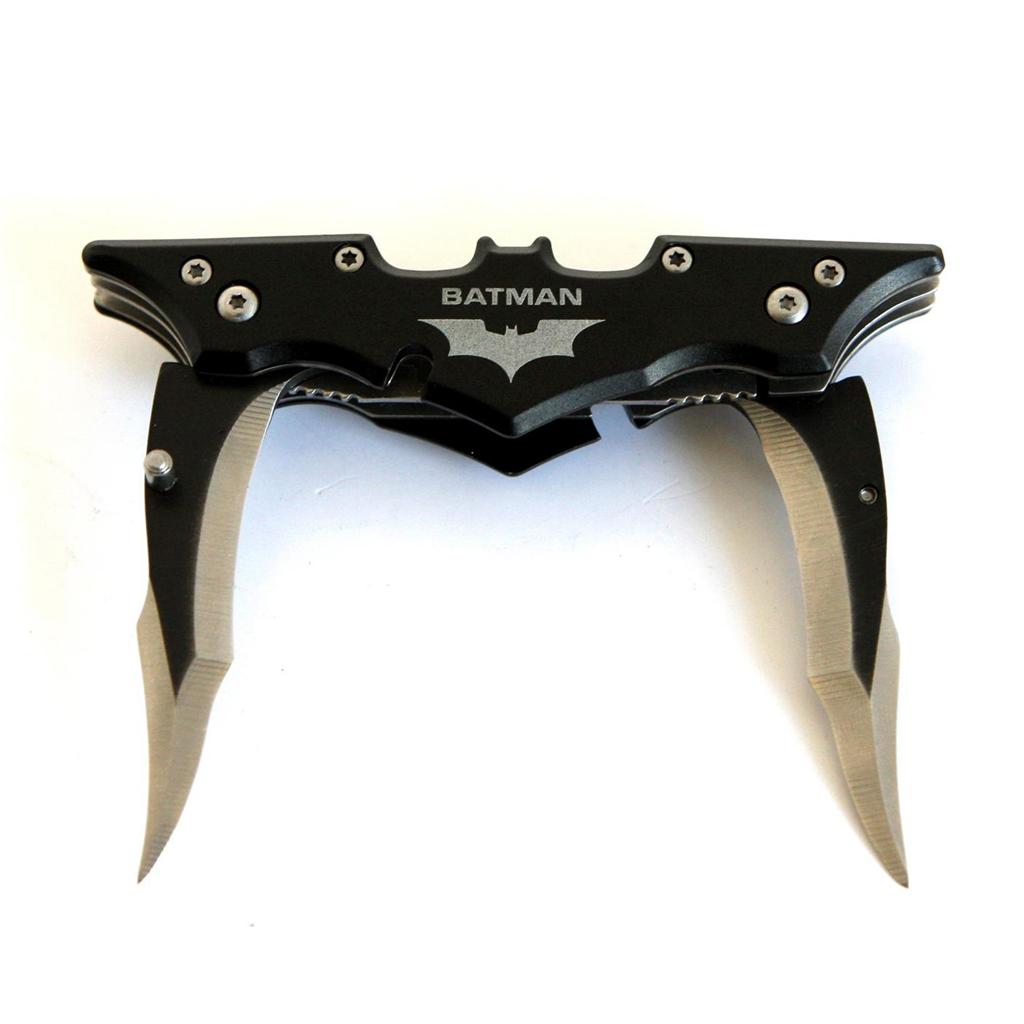 7.25" Batman Twin Blade Spring Assisted Knife Stainless Steel Folding ...