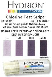 Chlorine Test Strips, 0-200 ppm Range, Vial 200 Strips | eBay