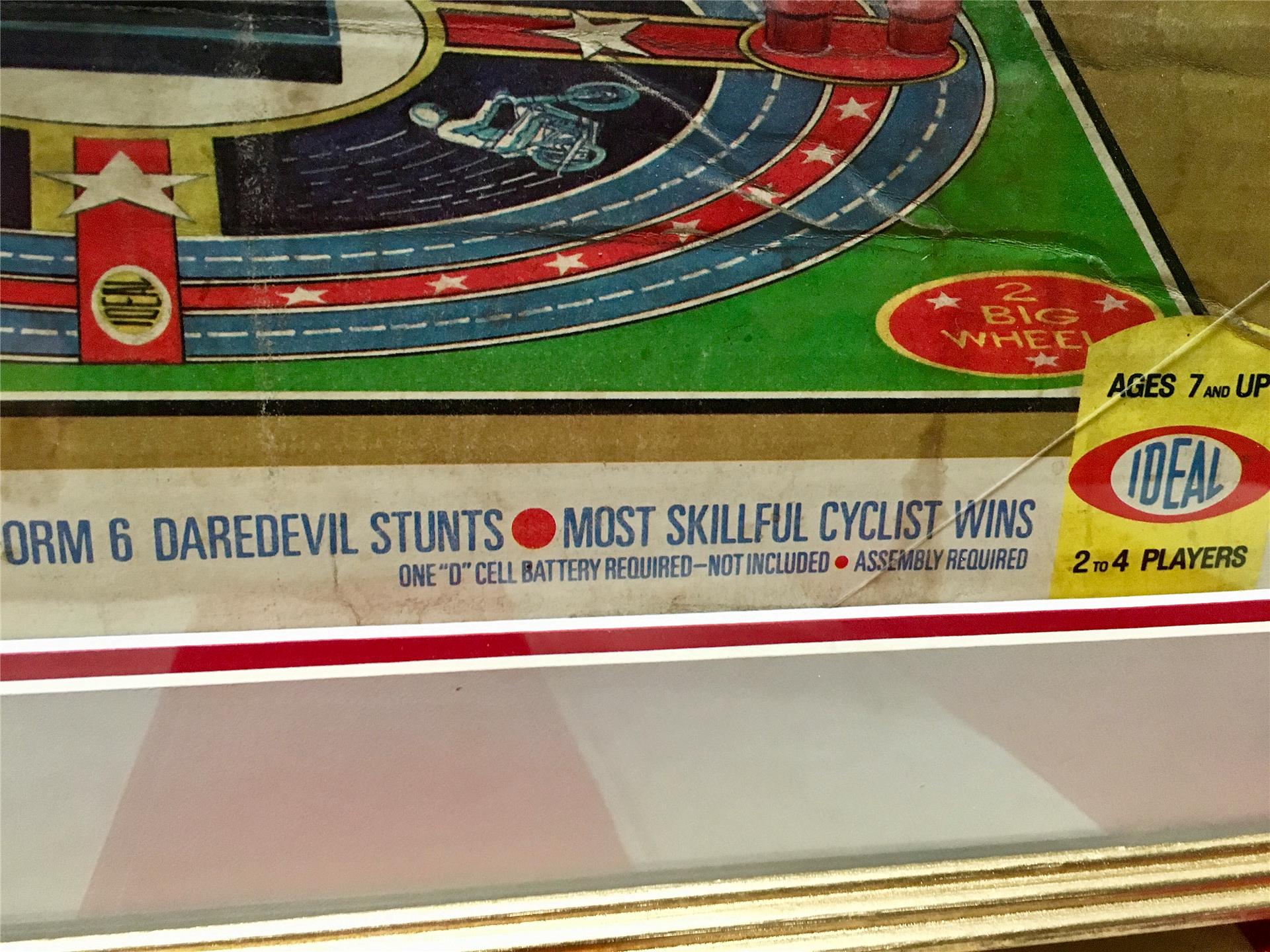 Vintage 1974 Evel Knievel Stunt Motorcycle Game Board w/ Box Top Framed ...