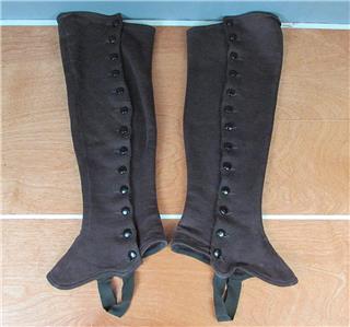 Vintage 1900s Brown Button-up Boot Spats Knee High Leggings Victorian ...