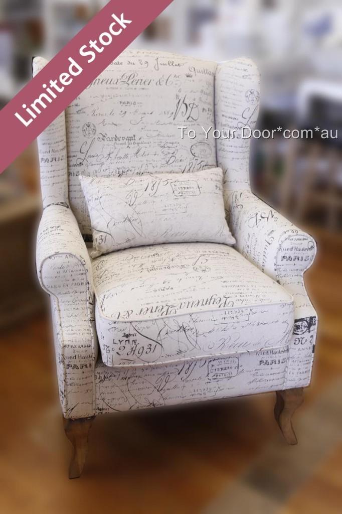 Revenge Armchair w Lumbar Cushion French Wing Back Chair Furniture TV ...