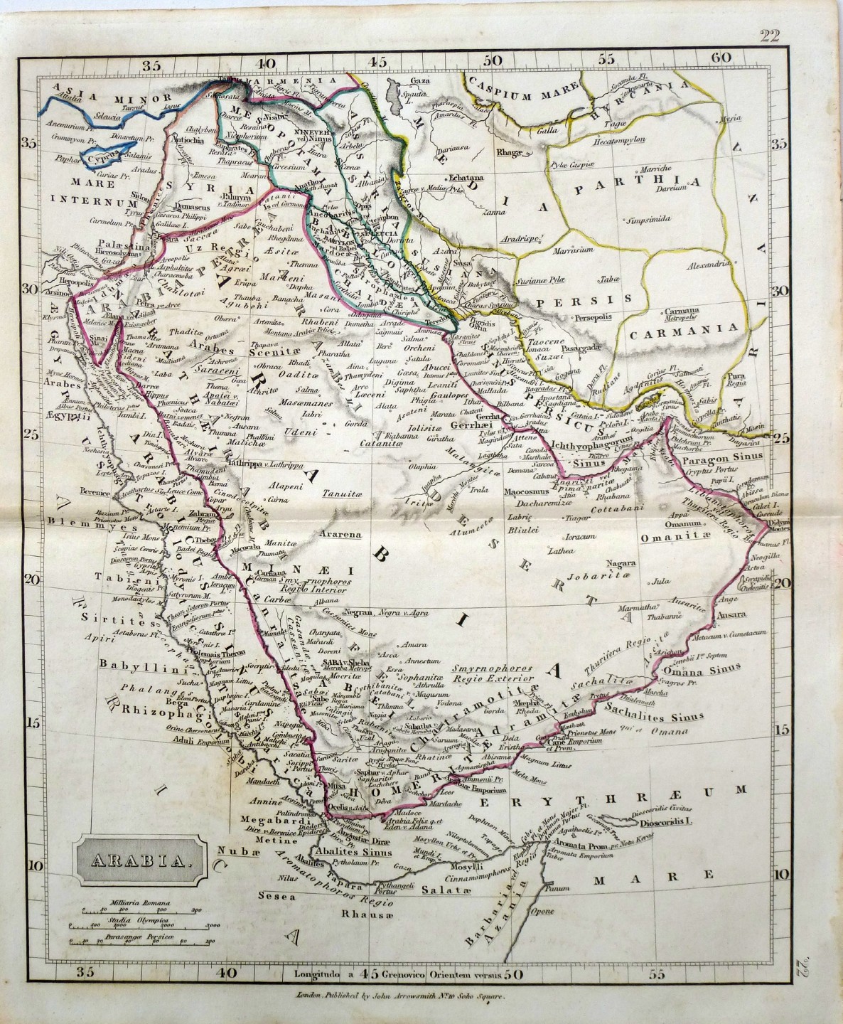 Original Antique Map of The Ancient World Arabia Samuel Butler 1854 | eBay