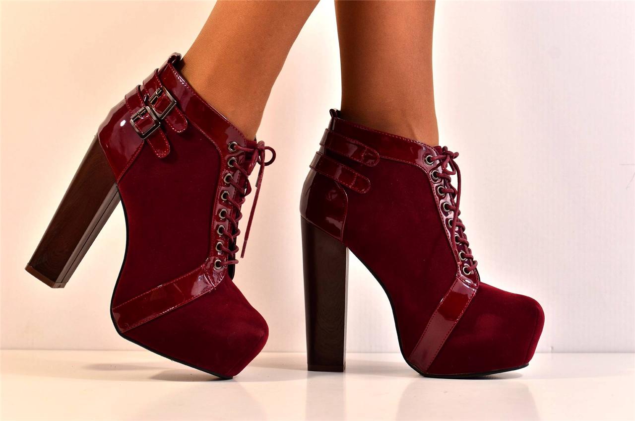 Maroon Block Heels