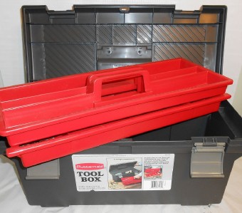 New! RUBBERMAID TOOL BOX 2 Lift Out Trays Largest Size 24" x 11" x 10.7 ...
