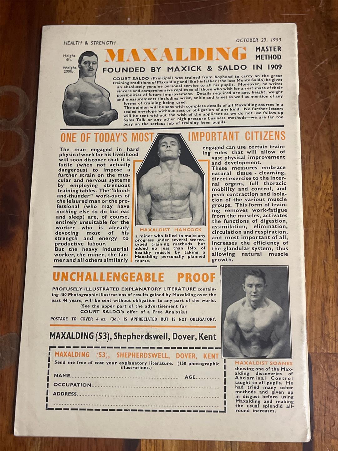 HEALTH AND STRENGTH bodybuilding muscle magazine TOMMY SHARPLES 10-53 ...