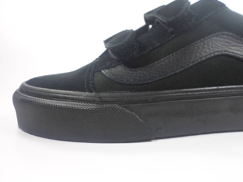 Vans Old Skool V Black Black Kids Shoes With Velcro Straps New In Box ...