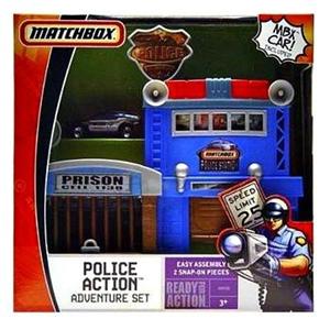 MATCHBOX POLICE ADVENTURE SET MBX CAR INCLUDED NEW POLICE STATION WITH ...
