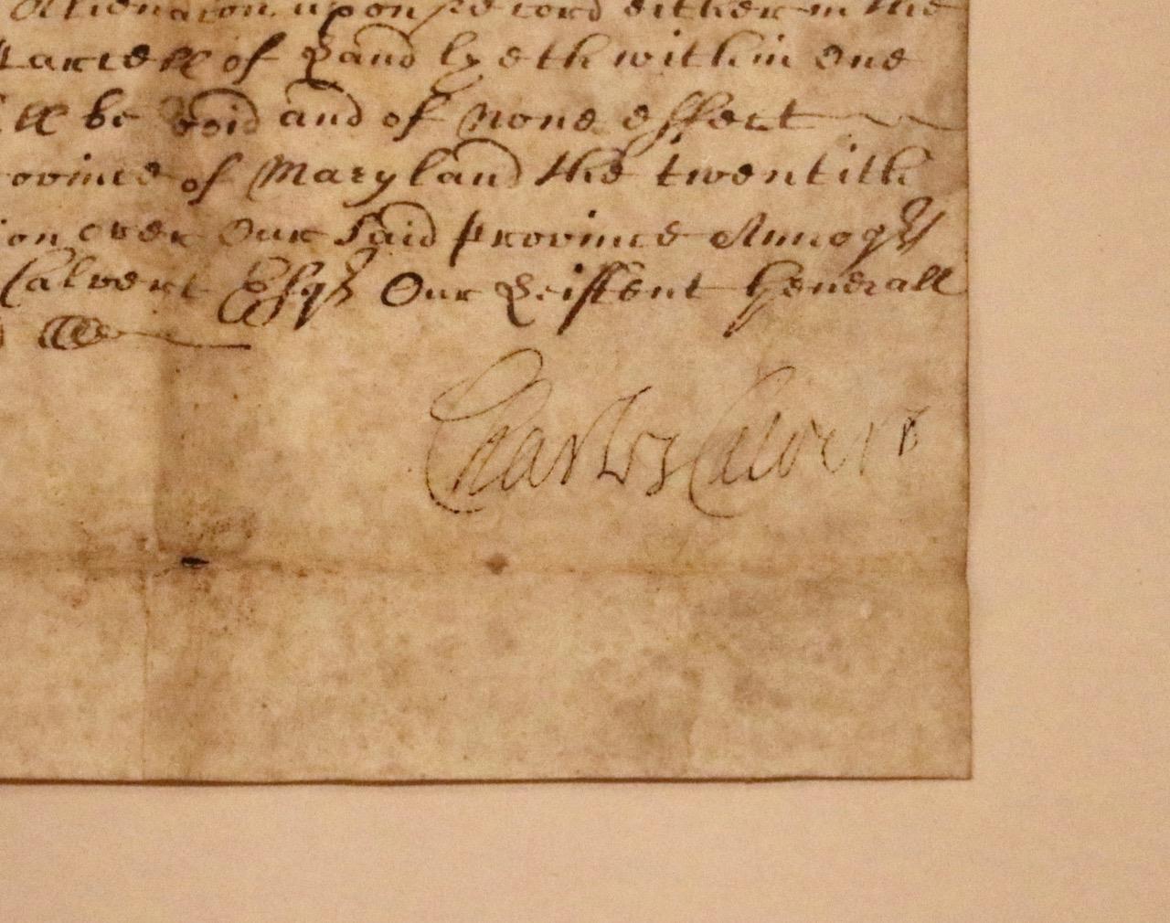 1668 Lord Baltimore Signed Document Charles Calvert Colonial Maryland ...