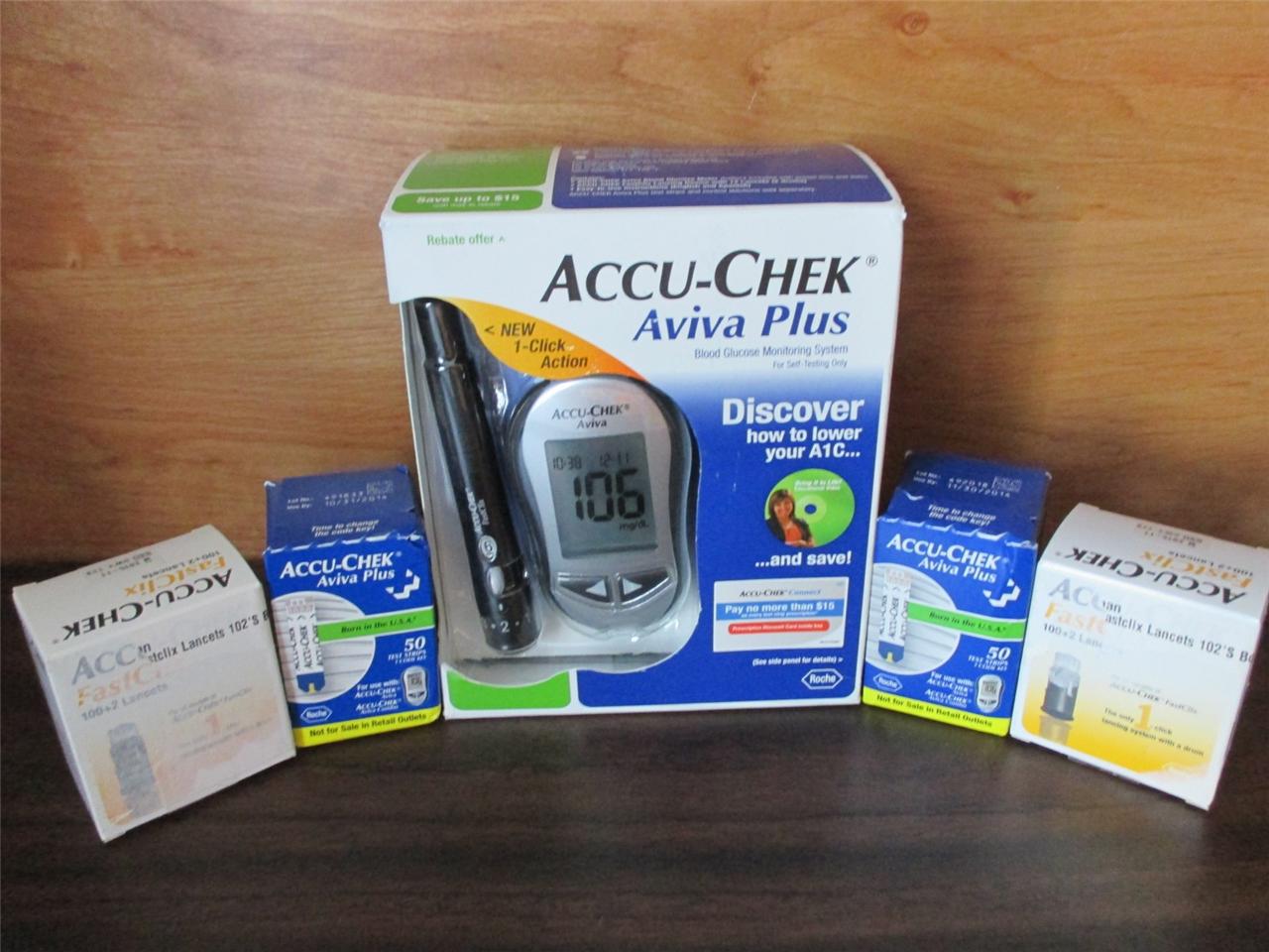 ACCU-CHEK AVIVA PLUS GLUCOSE MONITORING KIT - TEST STRIPS, FASTCLIX ...