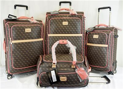 GUESS LOGO AFFAIR 4 PIECE SPINNER SUITCASE LUGGAGE SET WITH DUFFLE BAG ...