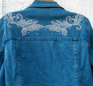 Embellished Rhinestone & Studs Blue Denim Western Style Jacket | eBay