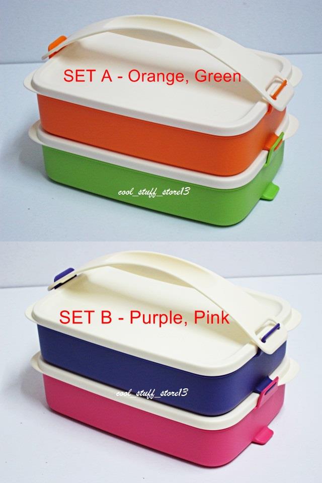 2x TUPPERWARE Click To Go Stackable Lunch Picnic Containers 900ml Set ...