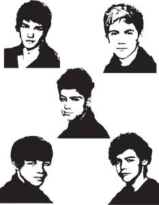 ONE DIRECTION Decal WALL STICKER Art Home Decor Stencil Silhouette Band ...