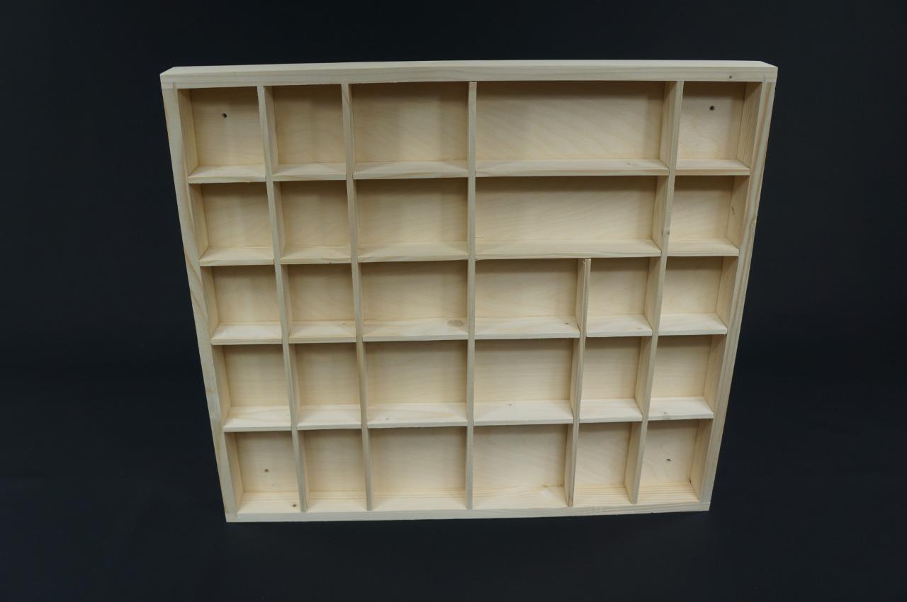 1 x Plain Wooden Tray 28 Compartments Shelf Caddy Storage Tray Unit ...