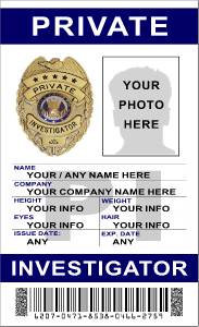 Private Investigator ID Badge >>FULLY CUSTOMIZABLE WITH YOUR PHOTO & INFO