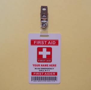 PVC First Aid ID Badge >>Customize With Your Name