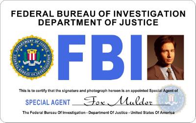 X-Files FBI ID Cards / Badges Prop ( AGENTS Scully & Mulder) >BOTH INCLUDED