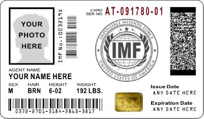Mission Impossible ID Card Prop (PVC) ~ >>>CUSTOMIZABLE W/ YOUR PHOTO ...
