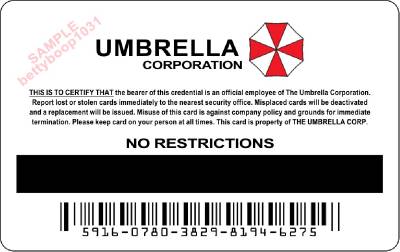 RESIDENT EVIL ID Badge / Card >CUSTOM W/ YOUR PHOTO & INFO