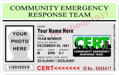 CERT ID Badge + Wallet ID Set (COMMUNITY EMERGENCY RESPONSE TEAM ...