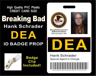 Breaking Bad (HANK SCHRADER) DEA ID Badge / Card Prop ~ PVC High ...