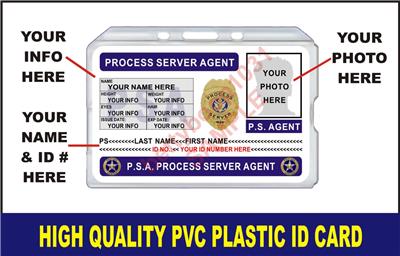 PROCESS SERVER ID Badge / Card ~ CUSTOM W Your Info & Photo ~ PVC ...