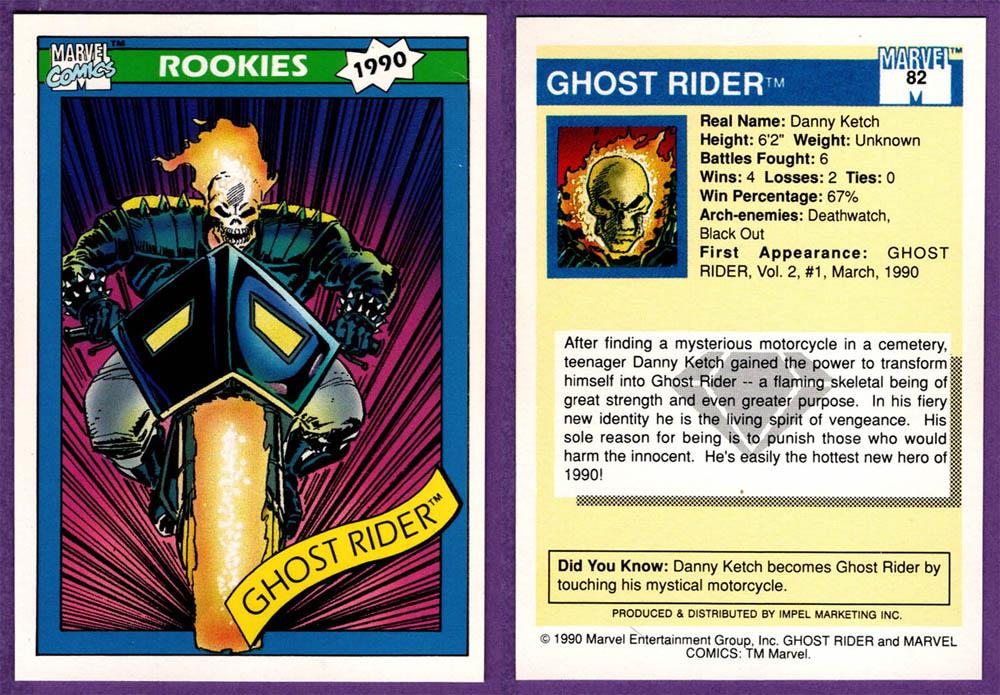 Marvel Superhero Ghost Rider Trading Cards - 1990-94 - U Pick - RARE ...