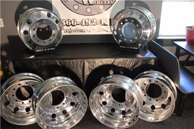 6 - NEW ALCOA ALUMINUM DUALLY 8.25 X 22.5 SEMI WHEELS MILLED TO 22 INCH ...