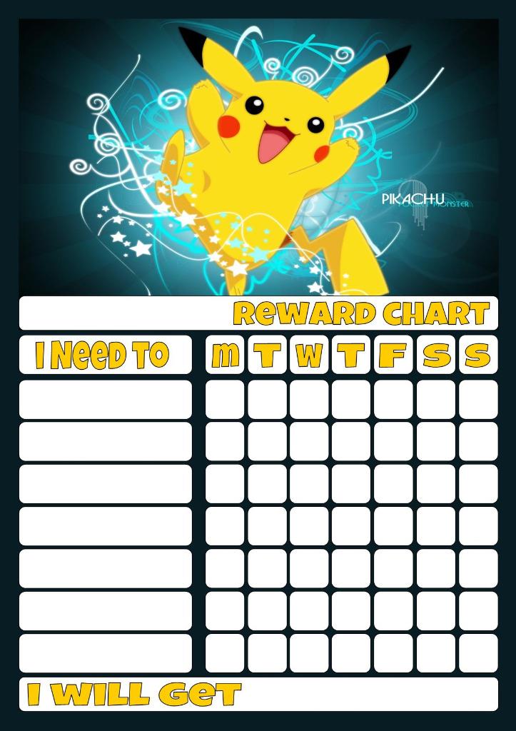 PIKACHU POKEMON REWARD CHART free stars & pen 3 Sizes Magnetic option £ ...