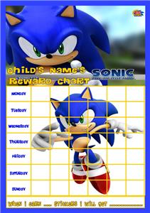 SONIC THE HEDGEHOG PERSONALISED REWARD CHART WITH FREE STICKERS AND PEN ...