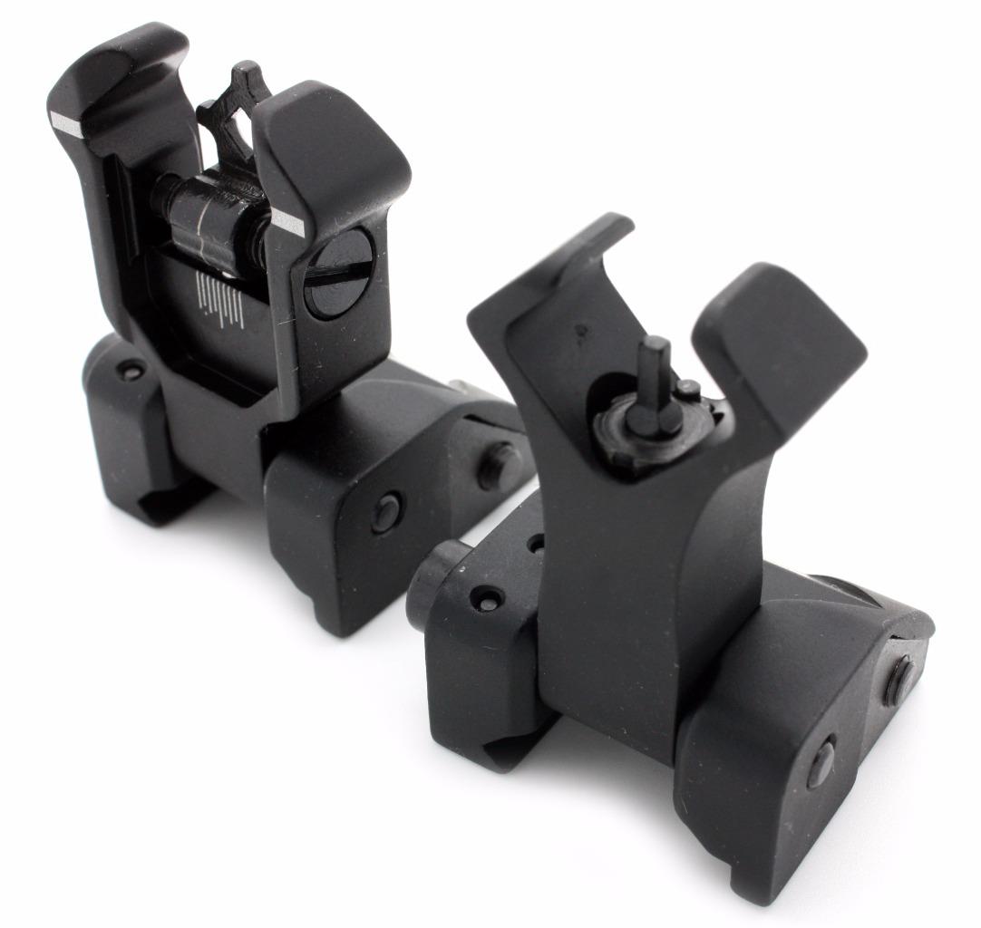 Premium Tactical Diamond Aperture Flip Up Front Rear Iron Sights Set ...