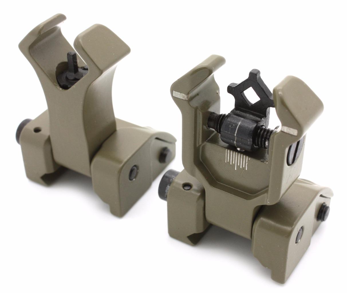 Premium Tactical Diamond Aperture Flip Up Front Rear Iron Sights Set ...