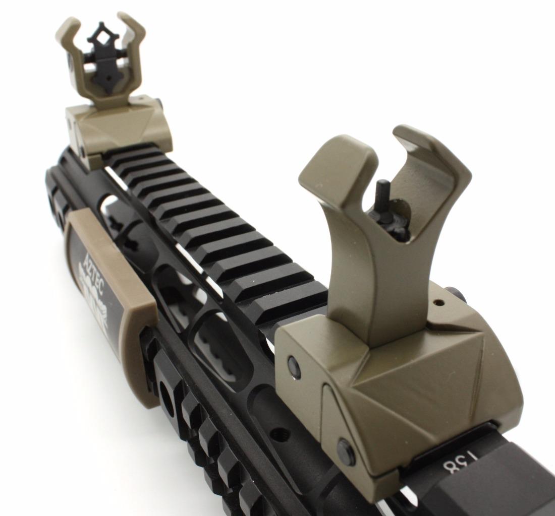 Premium Tactical Diamond Aperture Flip Up Front Rear Iron Sights Set ...