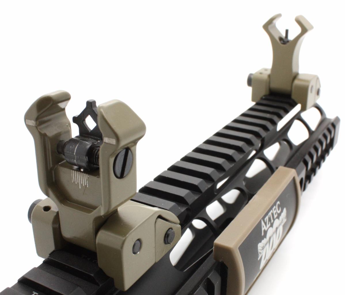 Premium Tactical Diamond Aperture Flip Up Front Rear Iron Sights Set ...