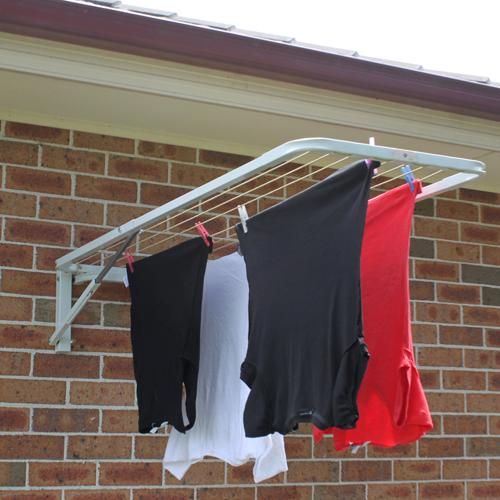 White Folding Wall Mounted Clothes Line, Clothes Hoist For Balcony Laundry
