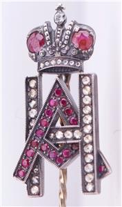 Antique Imperial Faberge Royal Monogram Pin 14k Gold Tsar Nicholas II ...