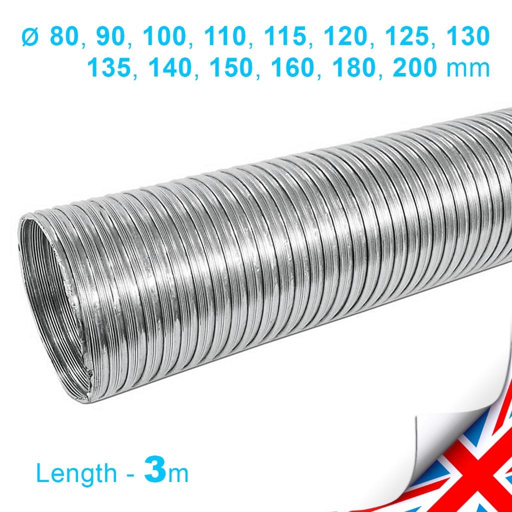 Aluminium Spiro Alu Pipe ø 80-200mm Ventilation Pipes Tube Length 3m UK ...
