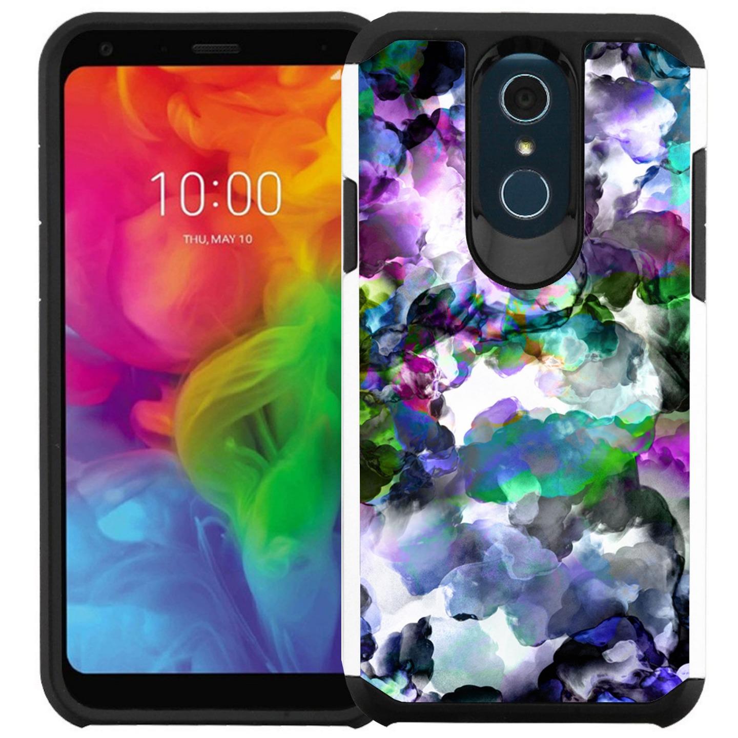 For LG Q7/Q7 Plus Phone Case Slim Dual Layer Hybrid Cover Marble Stone ...