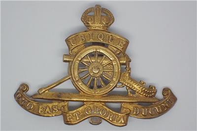 WORLD WAR ONE WWI THE ROYAL FIELD ARTILLERY BRASS CAP BADGE ARMY UBIQUE ...