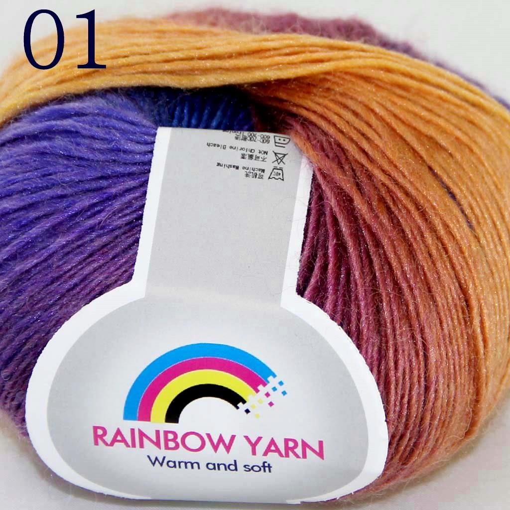 1ballX50g Soft Cashmere Wool Rainbow Wrap Cap Sweater DIY Hand Knitting ...