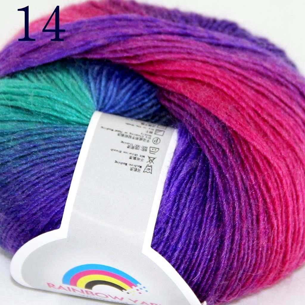 1ballX50g Soft Cashmere Wool Rainbow Wrap Cap Sweater DIY Hand Knitting ...