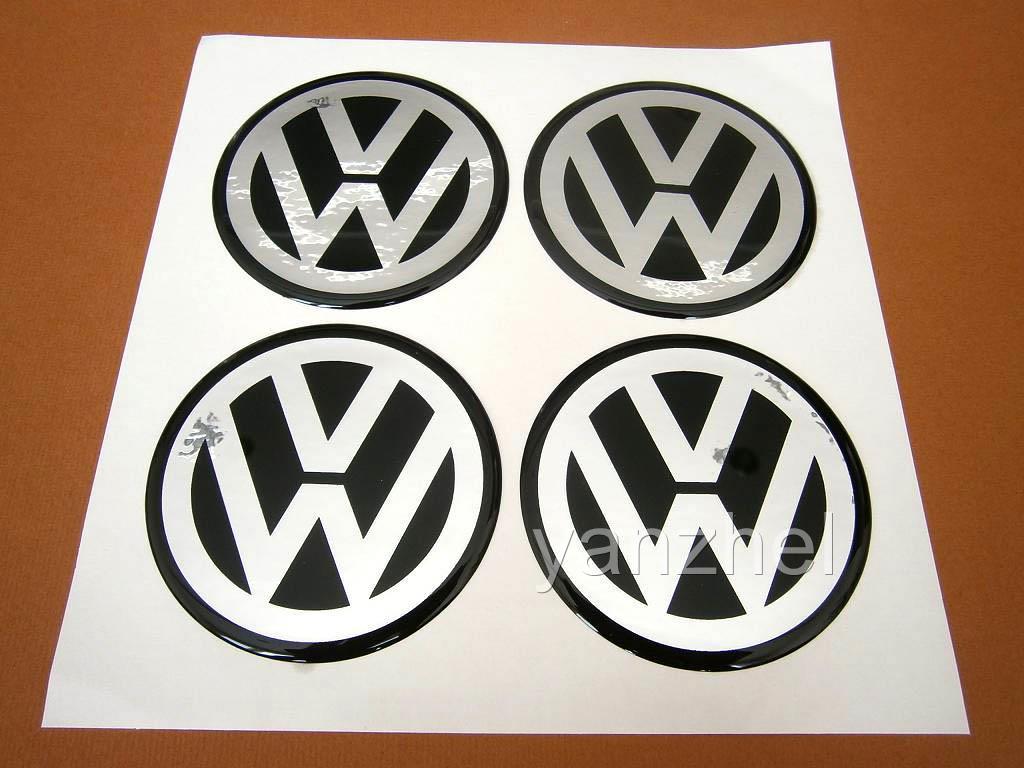 VW Aufkleber Radkappen Silikon Emblem Logo Felgenaufkleber 4 Stück 90mm