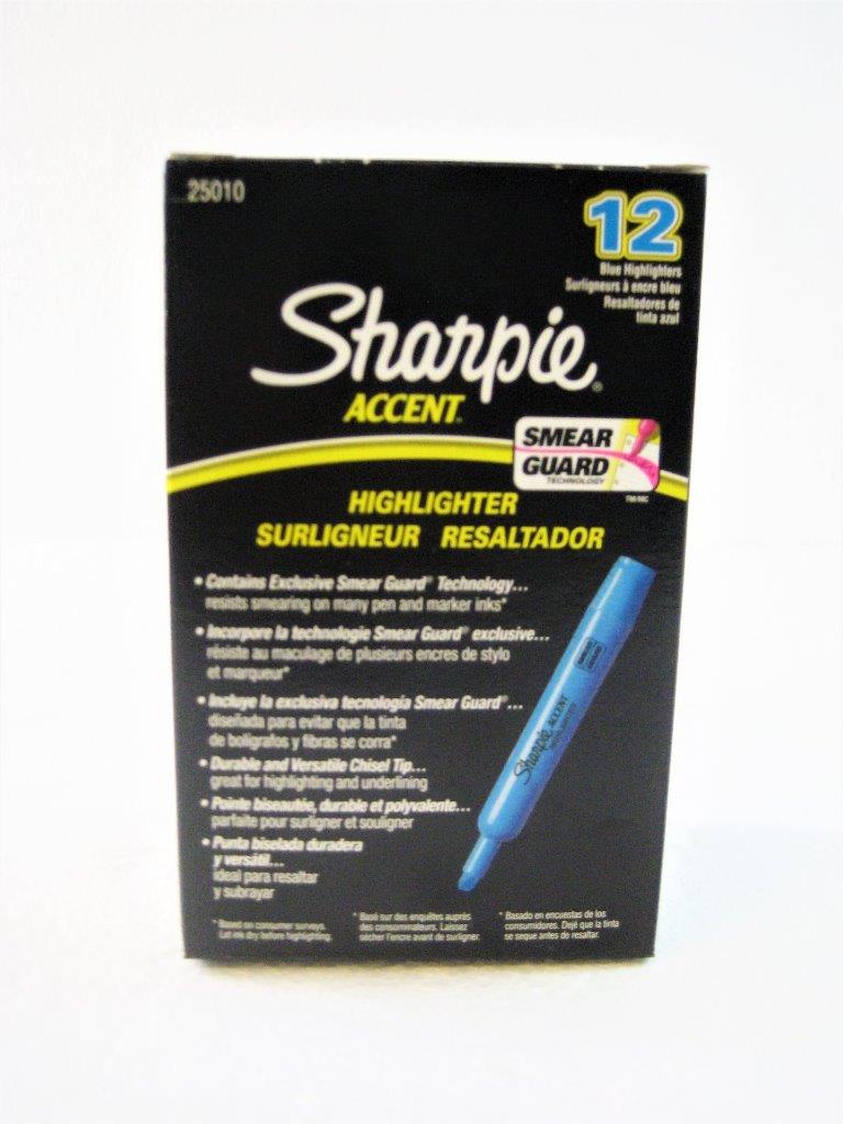 Sharpie Accent Chisel Tip Blue Highlighter w/ Smear Guard (One Dozen ...