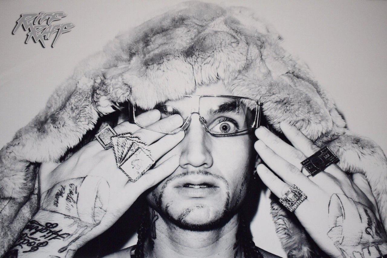 Riff Raff, Black & White Poster Large 24" x 36" Music Rap Hip Hop Art ...