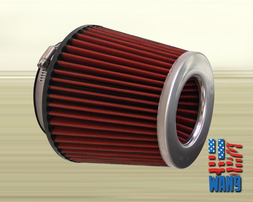 4 inch Chrome Inlet Short Ram Cold Air Intake Round Cone Air Filter Red ...