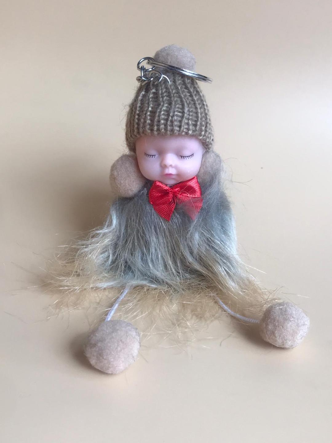 Baby Doll Keychains Sleeping Fur Rabbit Keyrings Decor Fluffy Pom Car ...