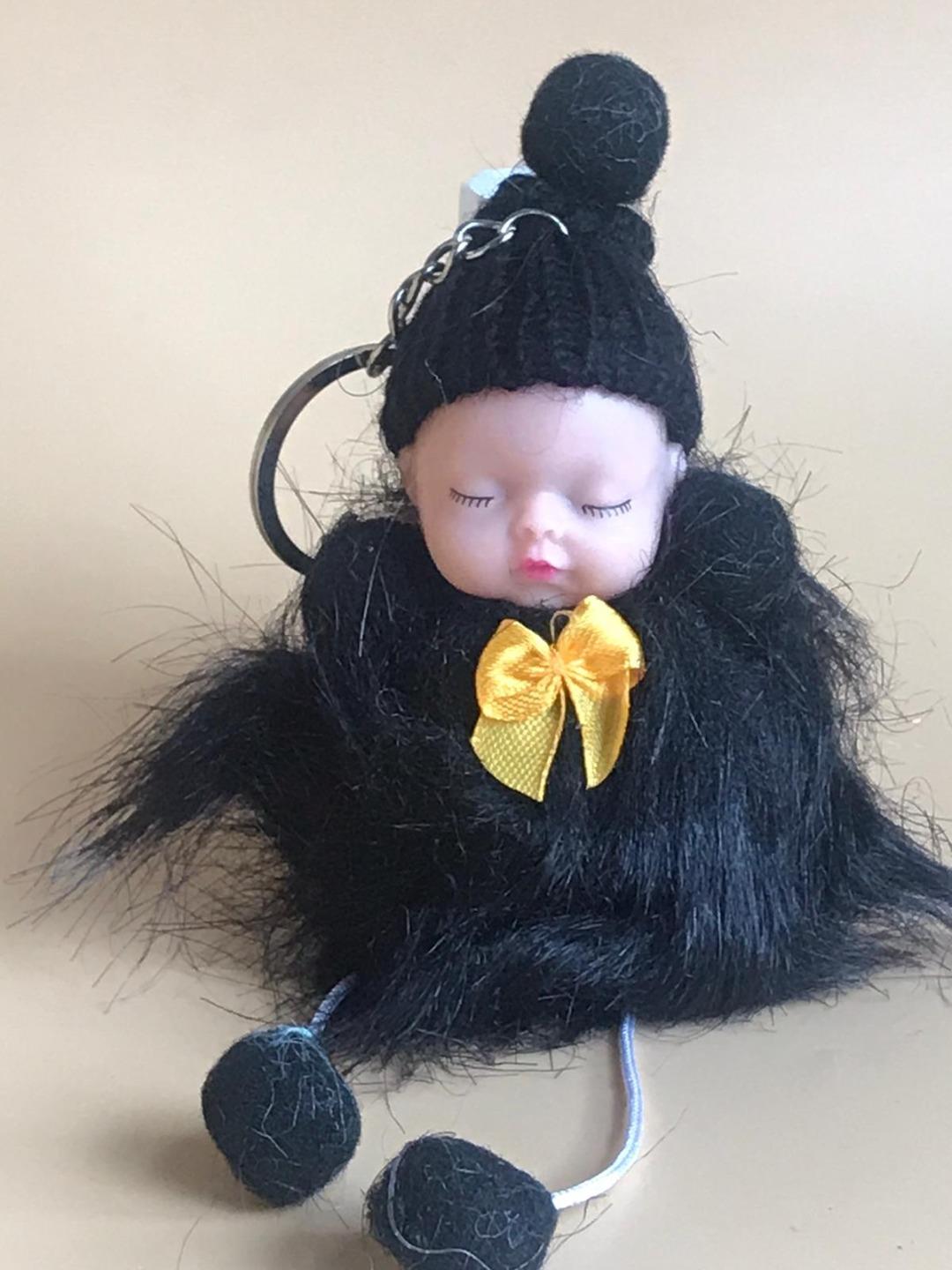 Baby Doll Keychains Sleeping Fur Rabbit Keyrings Decor Fluffy Pom Car ...